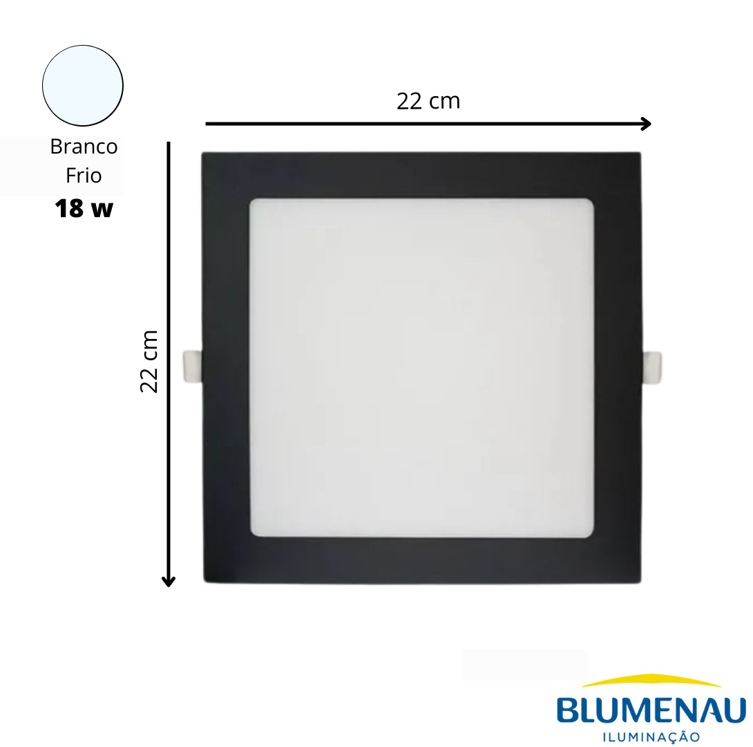 Painel de Led 6500K 18W Embutido Preto - Blumenau
